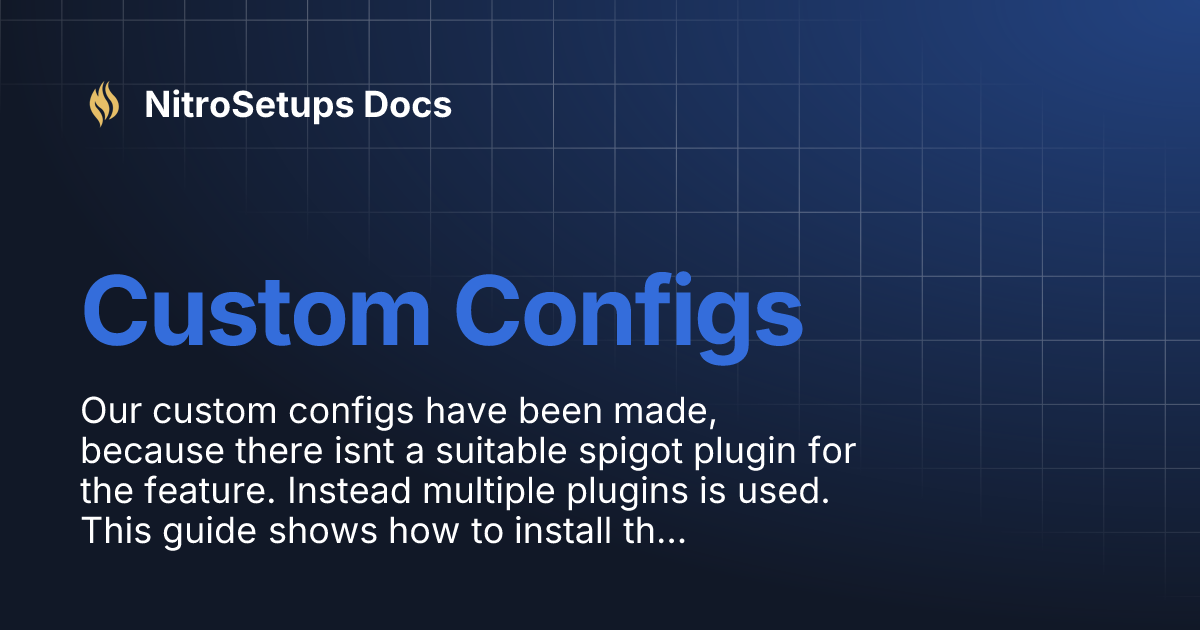 Custom Configs | NitroSetups Docs