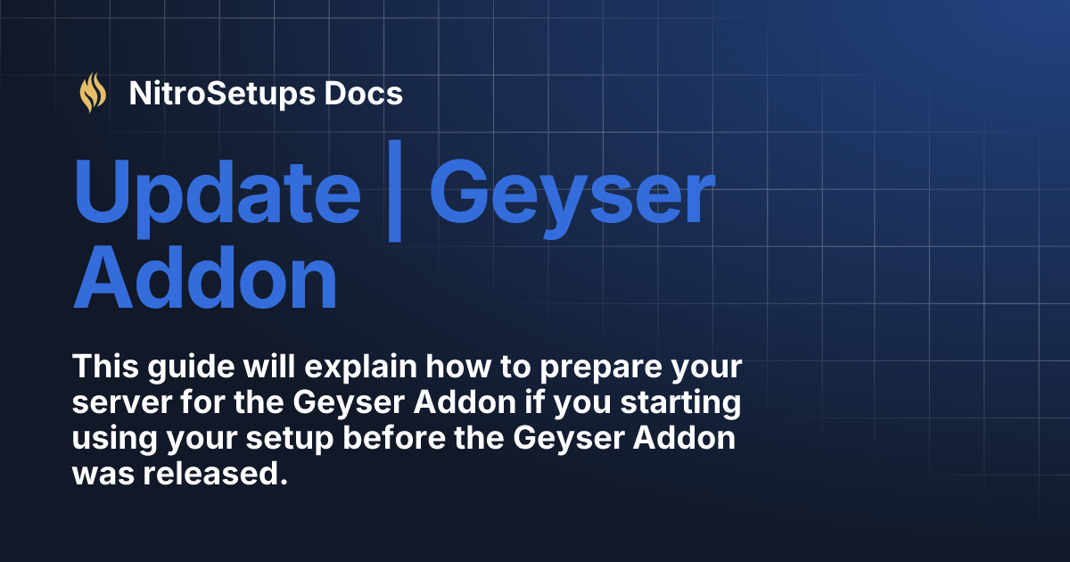 Update | Geyser Addon | NitroSetups Docs