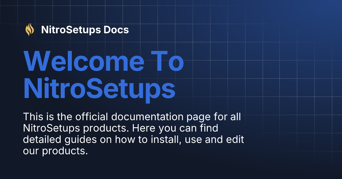 Welcome To NitroSetups | NitroSetups Docs