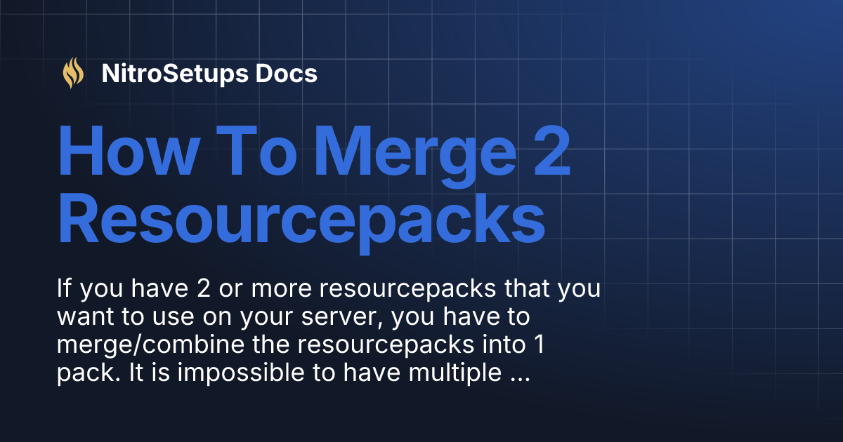 How To Merge 2 Resourcepacks | NitroSetups Docs