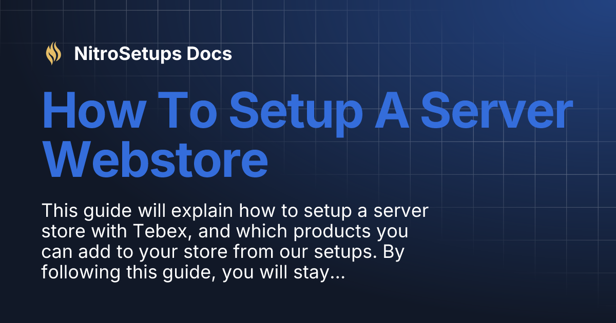 How To Setup A Server Webstore | NitroSetups Docs