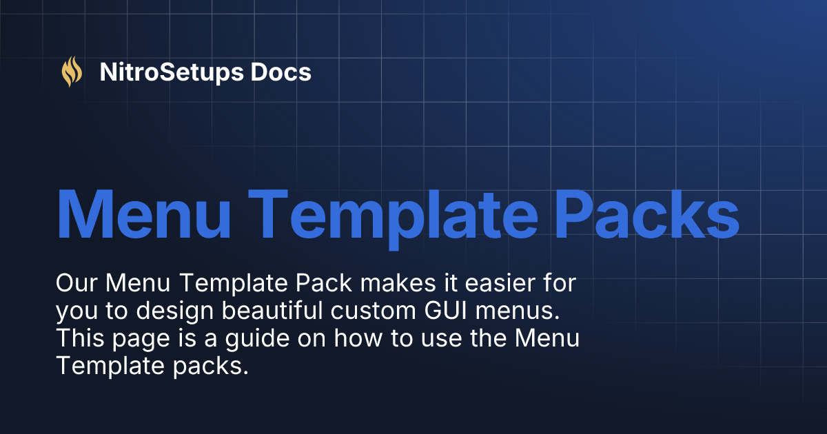 Menu Template Packs | NitroSetups Docs