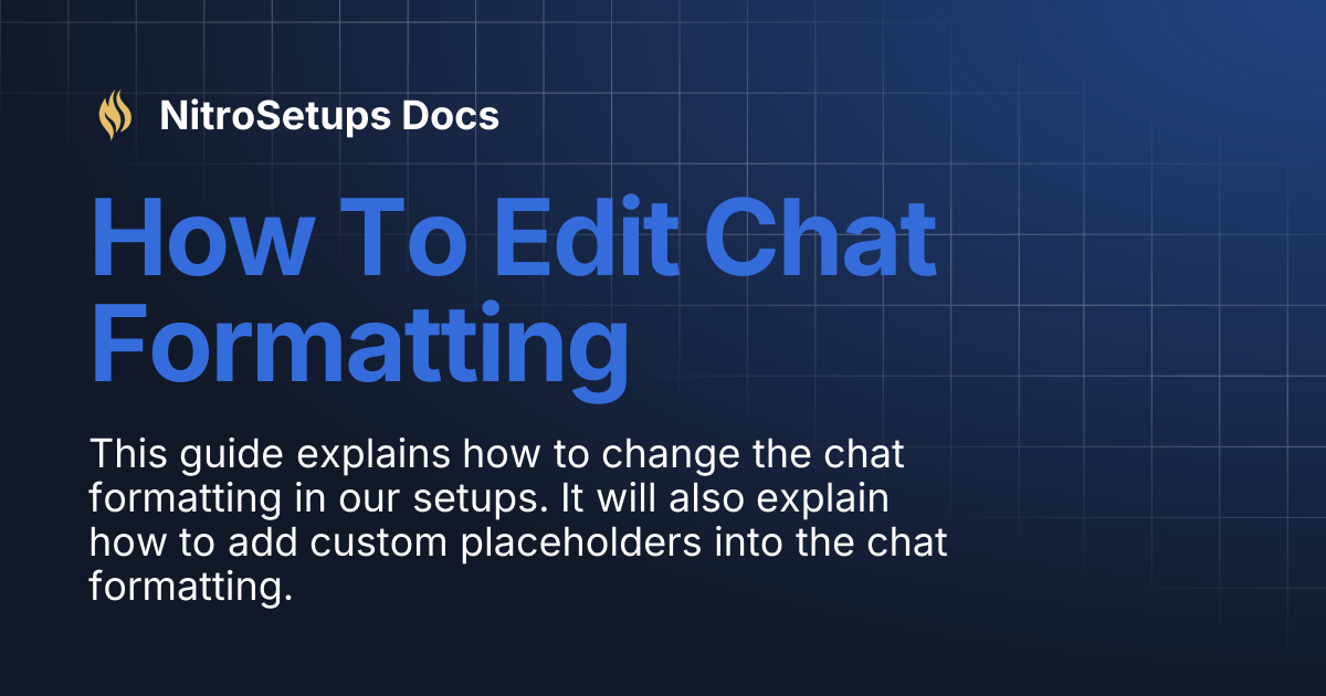 How To Edit Chat Formatting | NitroSetups Docs