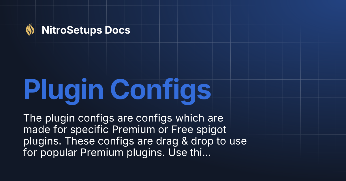 Plugin Configs | NitroSetups Docs