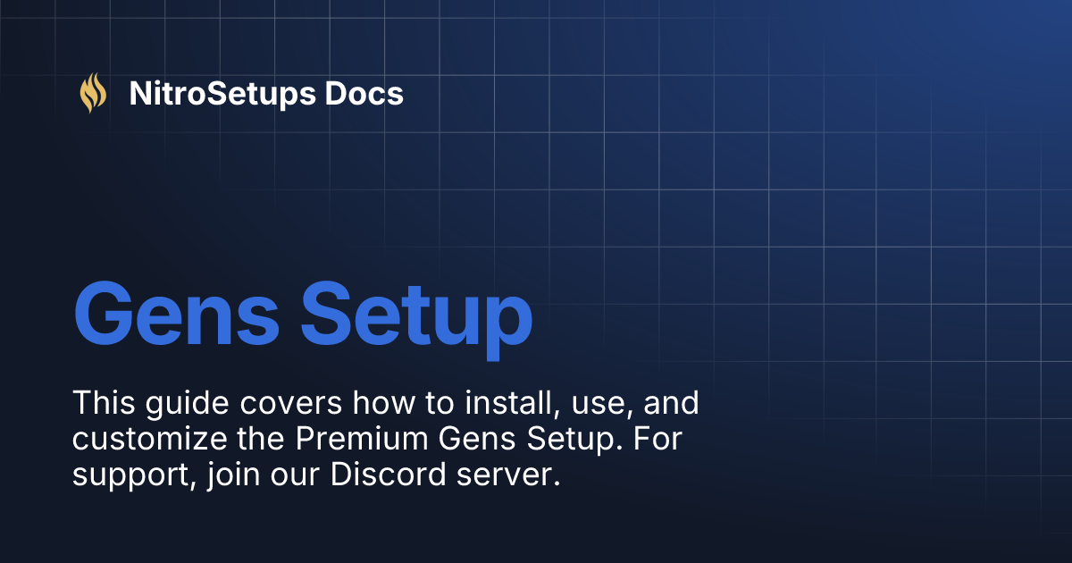 Gens Setup | NitroSetups Docs