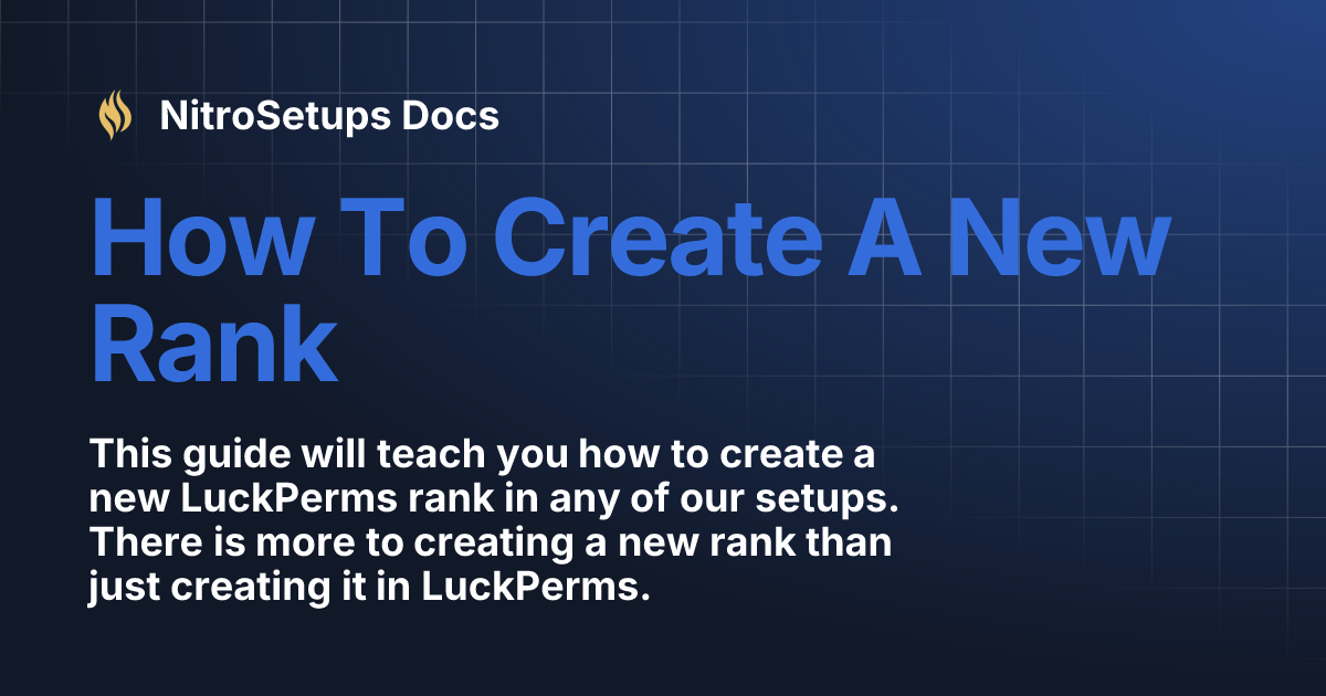 How To Create A New Rank | NitroSetups Docs